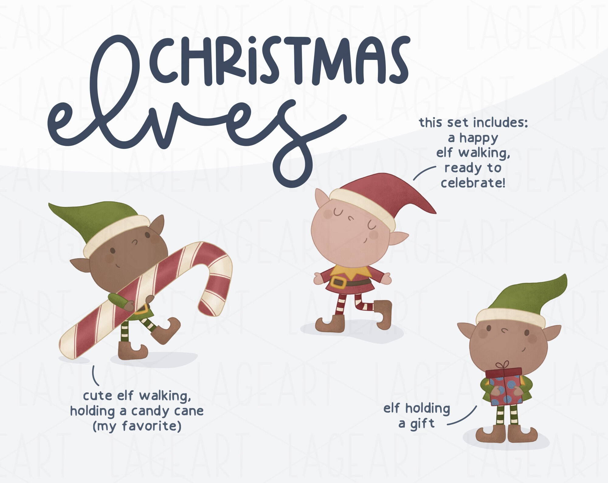 Christmas Elves Clipart Set / Snowflakes / Elf Clipart PNG / - Etsy