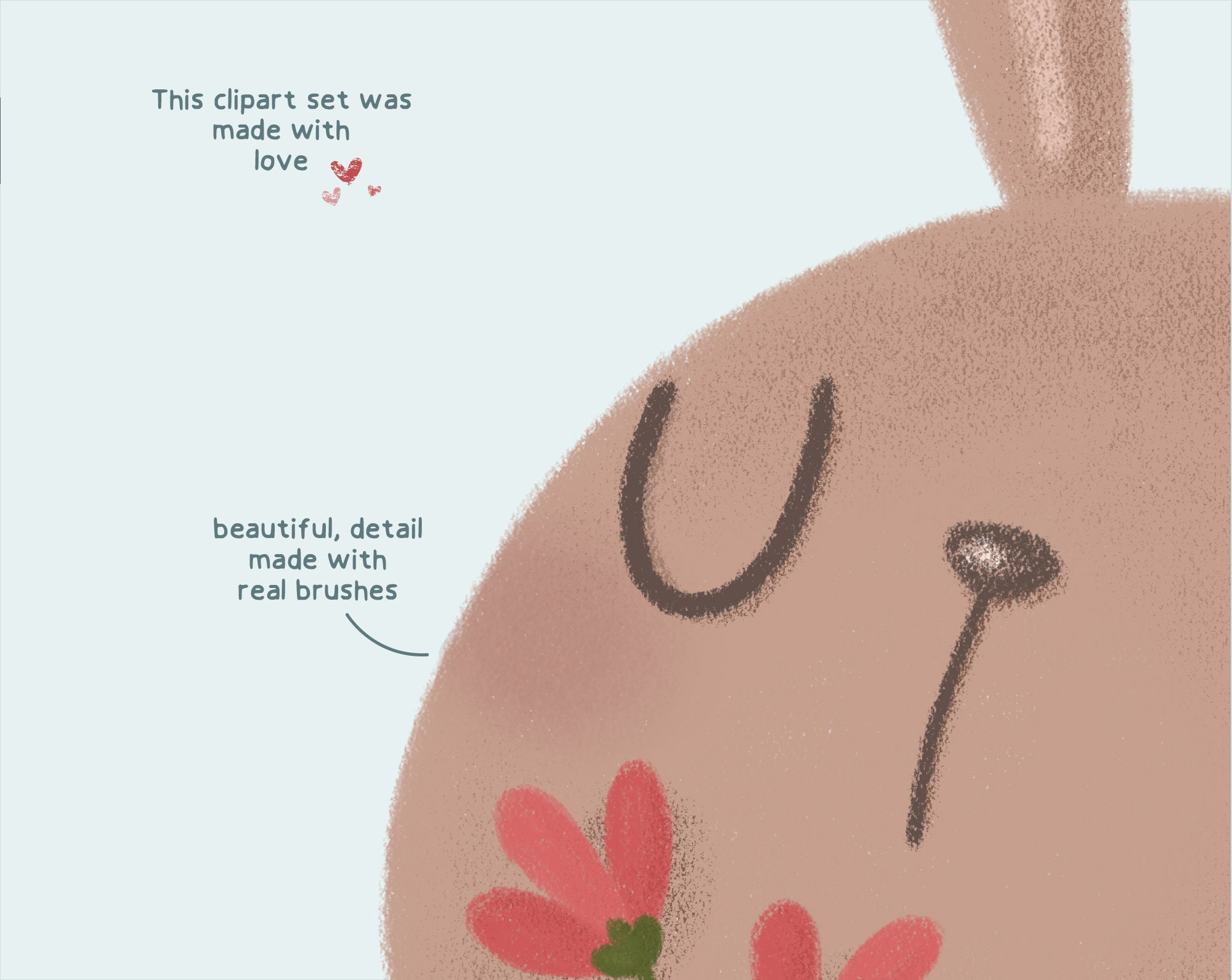 Spring Bunny Clipart Set / PNG / Cute Rabbit / Flower Illustration ...
