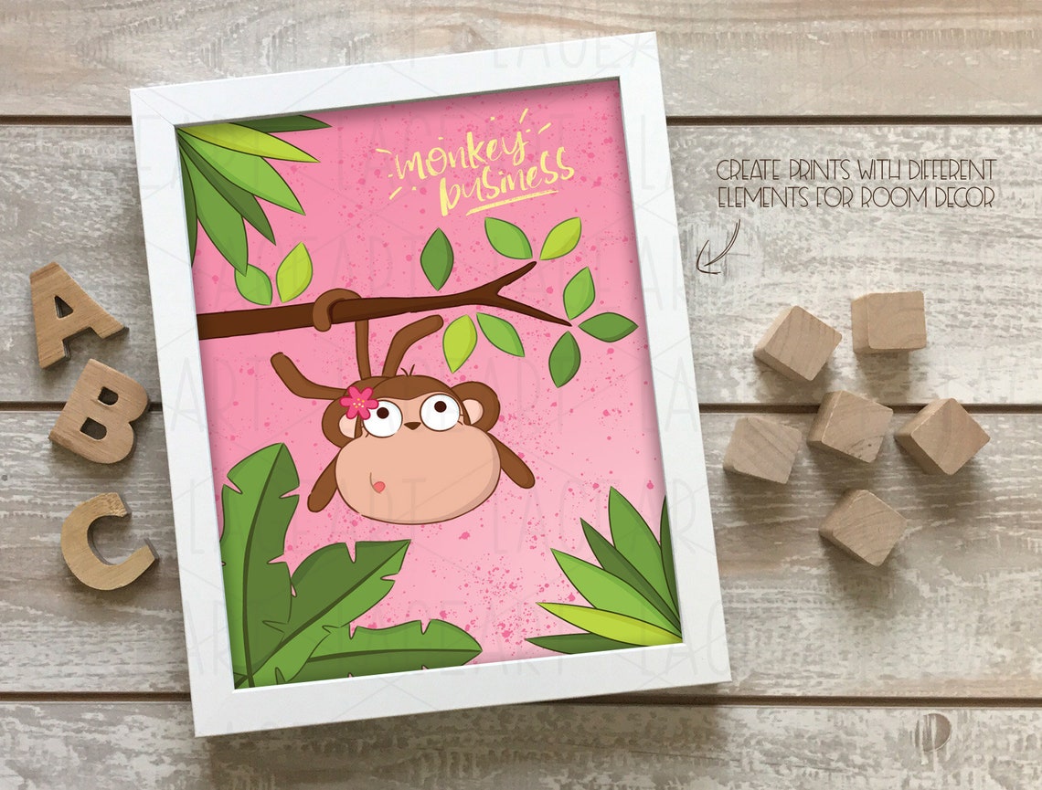Cute Girl Monkeys Clipart Set / Perfect for DIY Projects / - Etsy