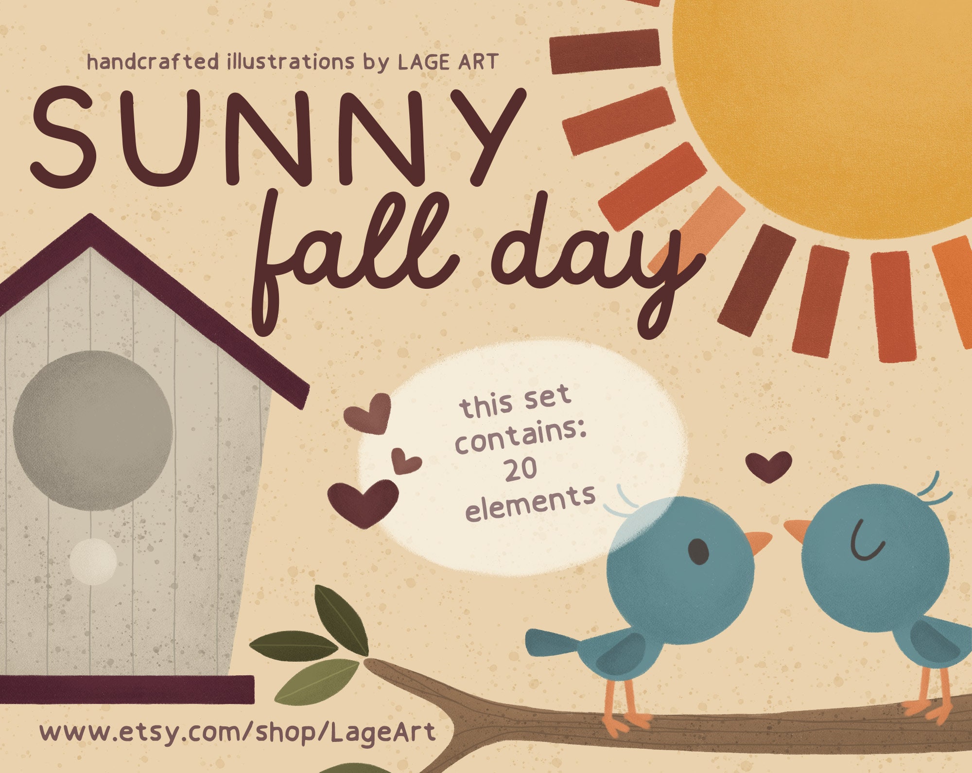 Sun Fall Clipart Set / PNG / Cute Birds Butterfly / Flower Illustration ...