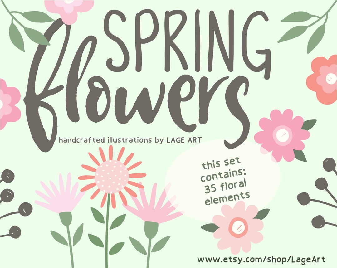 Spring Clipart / Flowers Clipart Set / Bouquet PNG / Wreath ...