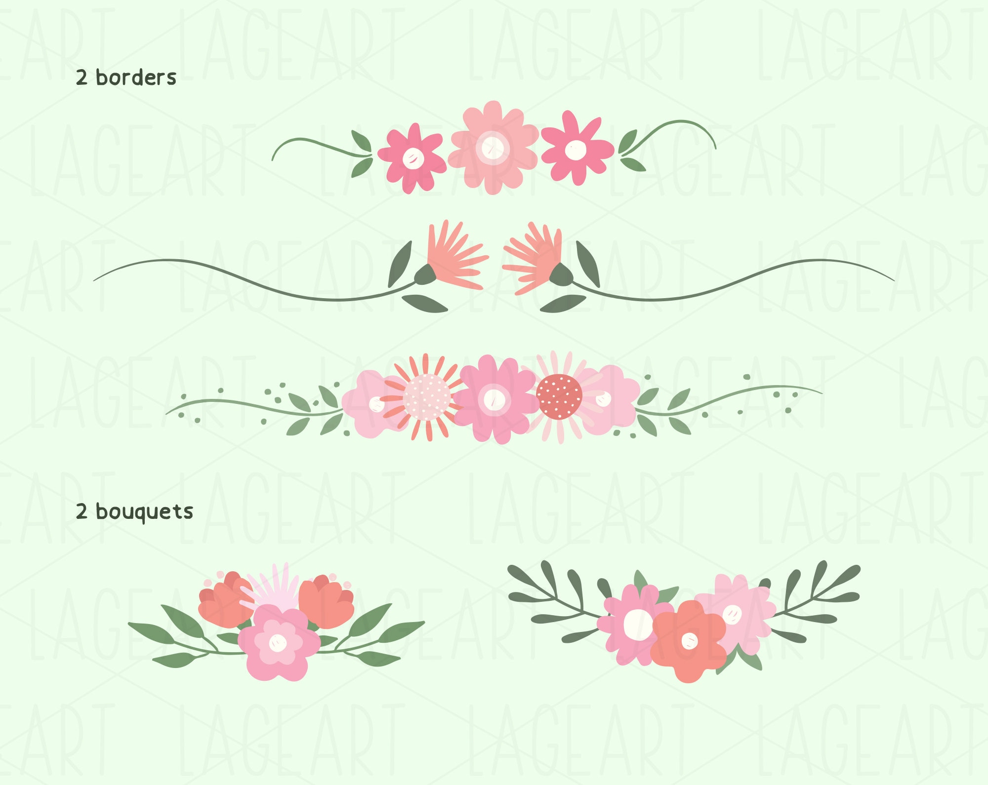 Spring Clipart / Flowers Clipart Set / Bouquet PNG / Wreath ...