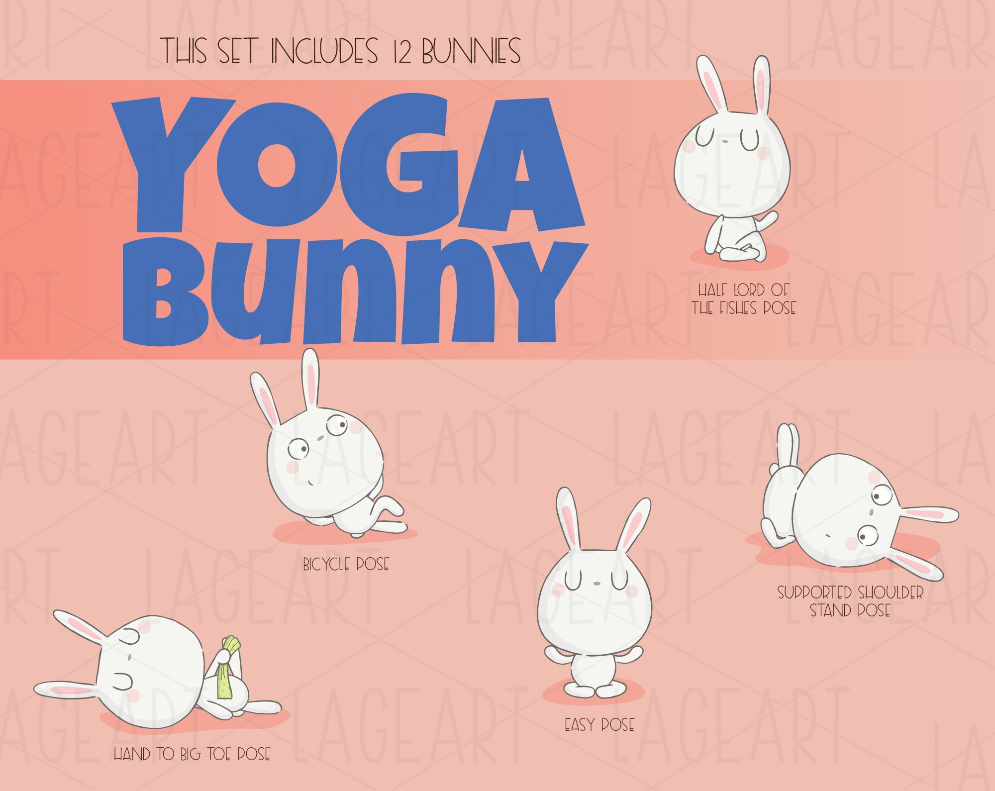 Yoga Bunny Clipart / Yoga Pose Bunnies Balance-ball Blanket Foam-block ...