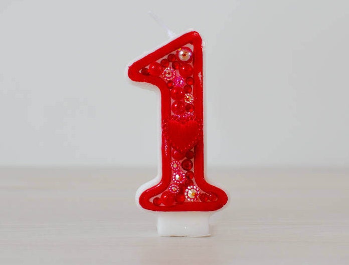 Red Girls 1 Birthday Candle Party Decorations/ Heart Number | Etsy