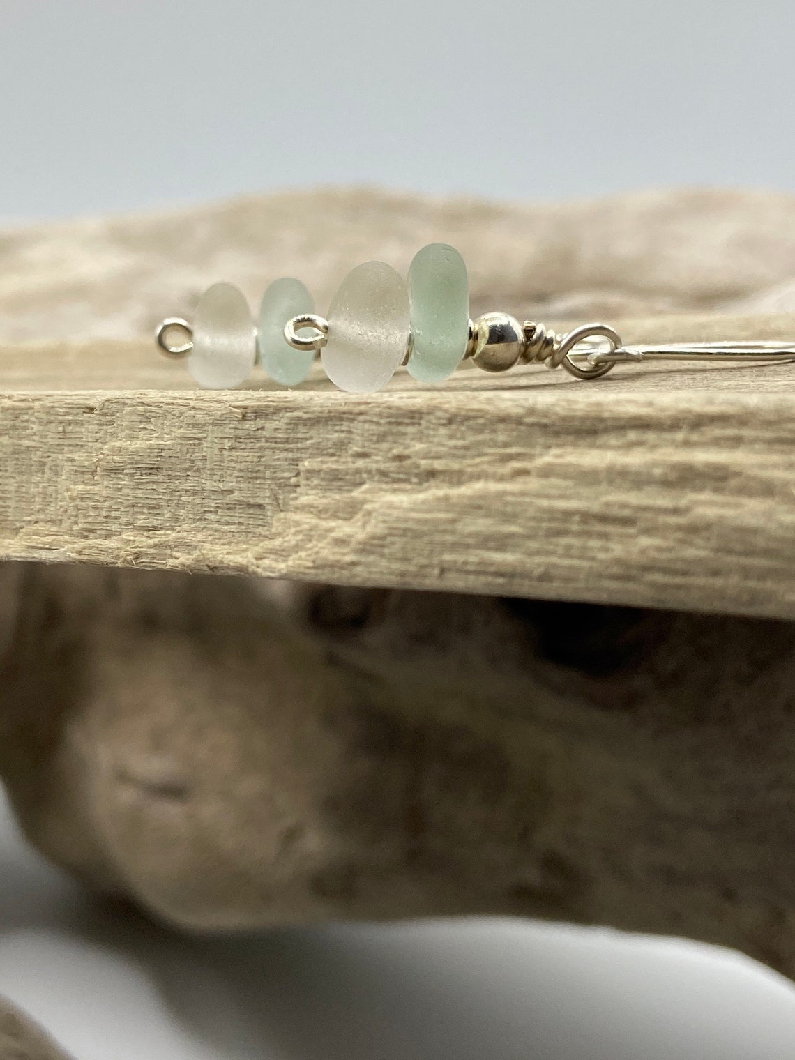 Beach Glass Earrings Stacker Sterling Silver Beach Glass - Etsy