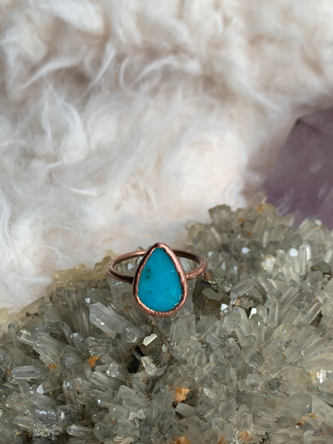 Size 5 Copper Electroformed Turquoise Ring / Turquoise Ring / Copper ...