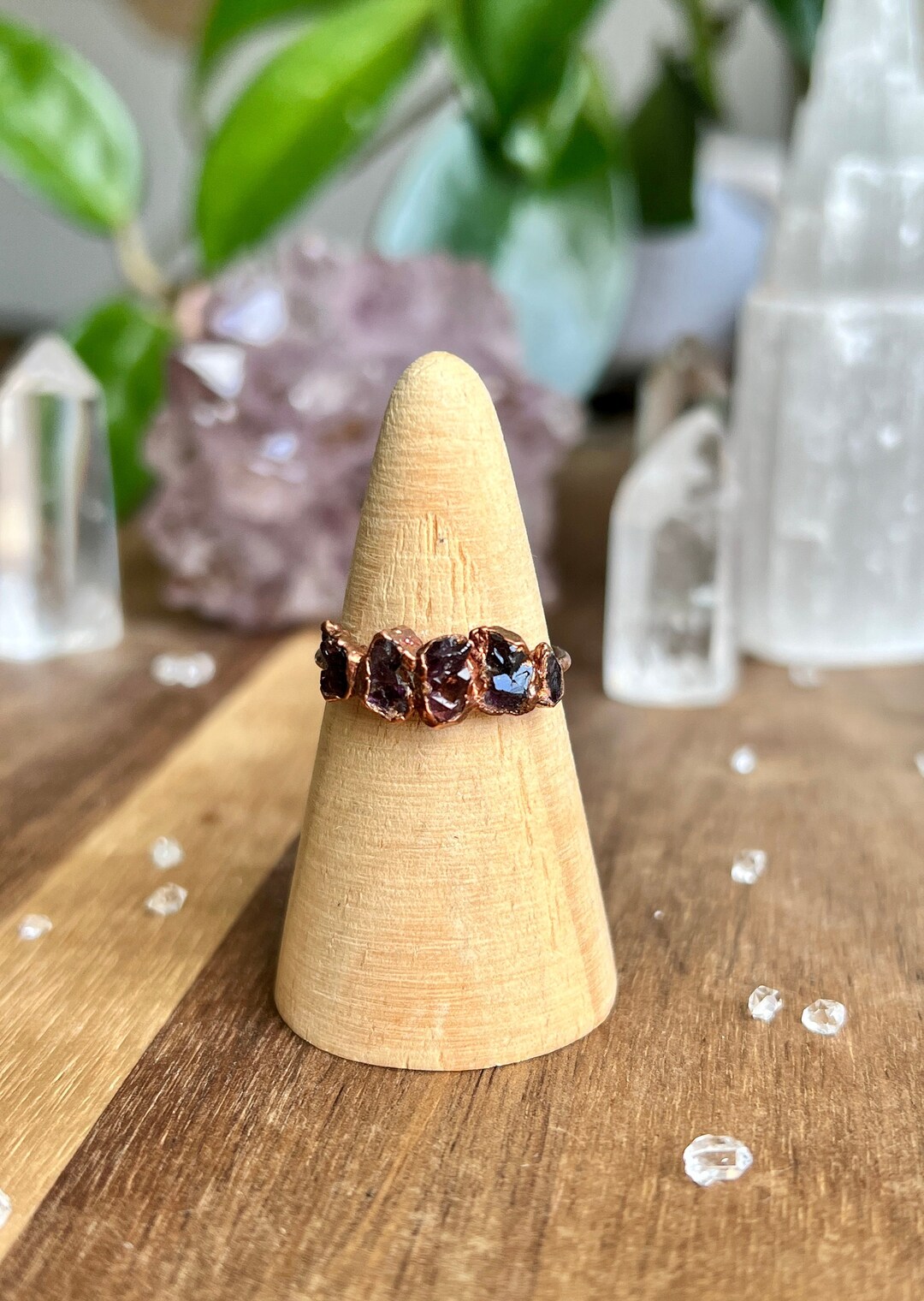 Ring Size 8 1/4 Copper Electroformd Raw Amethyst Crystal Ring ...