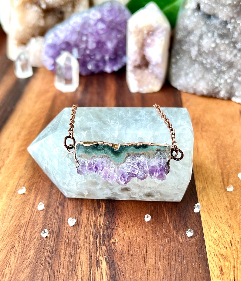 Electroformed Copper Amethyst Stalactite Slice Necklace - Etsy