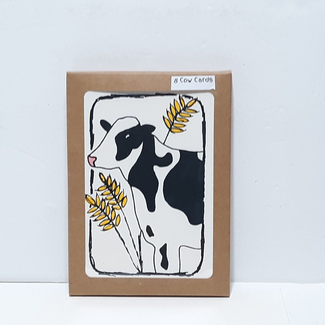 BOXED SET OF 8 Cow Cards Hand Screen Printed Farm Card - Etsy