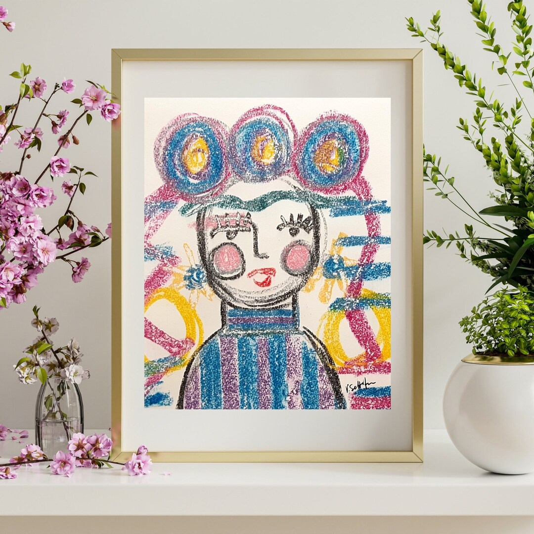 Abstract Female Womans Face Art 8x10 Monoprint Monotype Screen Print ...