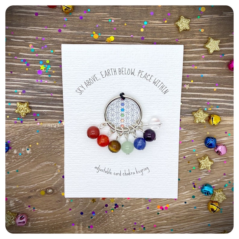 7 Chakra Keyring Beaded Meditation Keychain Yoga Key Ring | Etsy UK