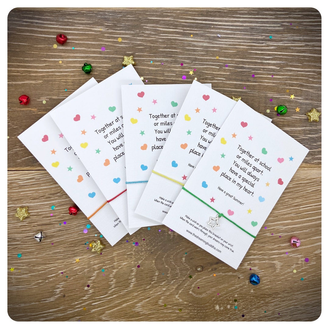 Pack of 5 Friendship Wish Bracelets, Friendship Poem Cards Bulk Pack ...