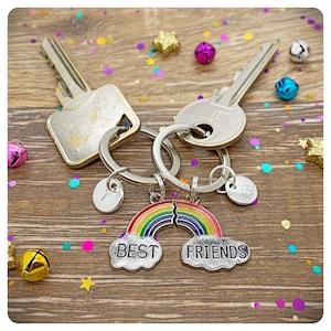 Best Friends Forever Double Keychain, One for You One for Me Rainbow ...