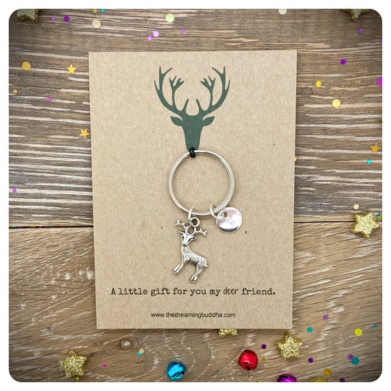 Silver Deer Stag Keyring Keychain Deer to Me Pun Card | Etsy