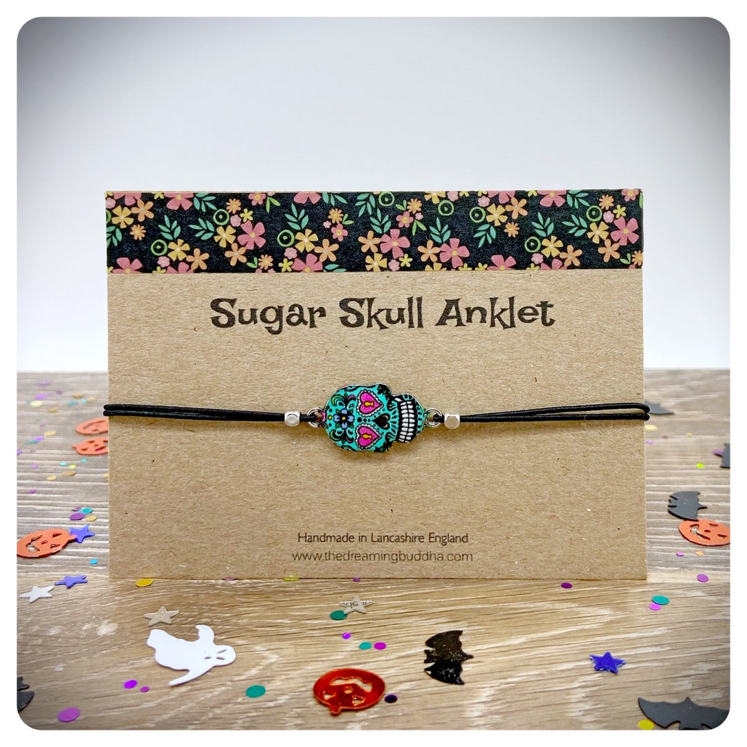 Sugar Skull Anklet, Candy Skull Ankle Bracelet, Christmas Goth Gift ...