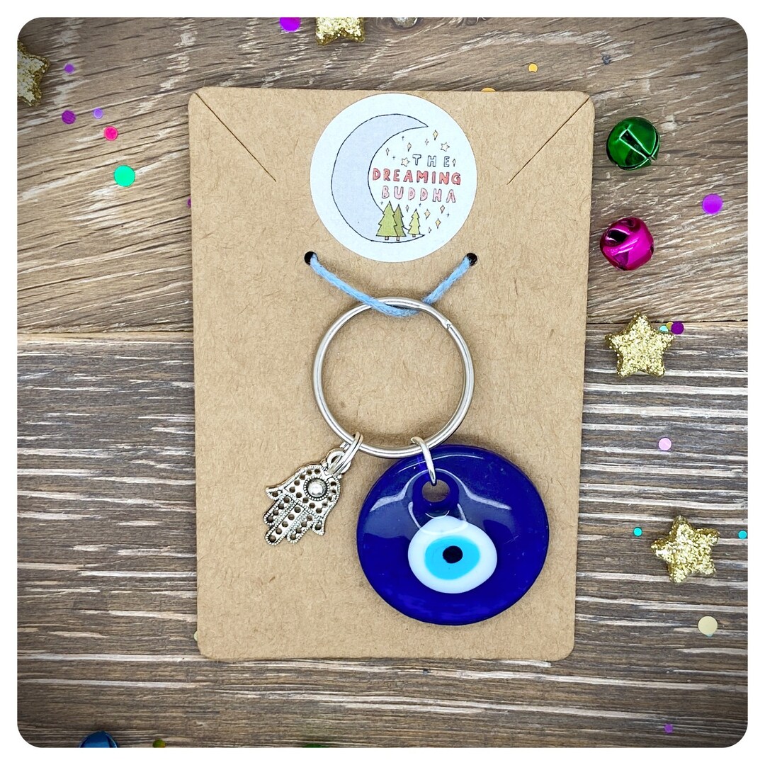 Imperfect Evil Eye Glass Keyring, Nazar Keychain, Add Your Own Charm - Etsy