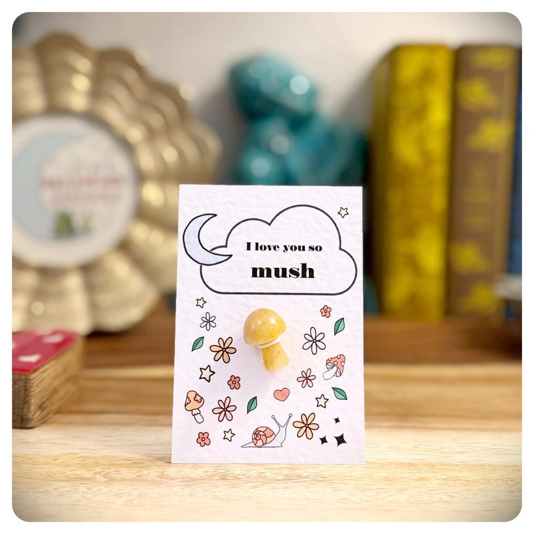Love You so Mush Crystal Mushroom Pun Greeting Card Valentines Day ...