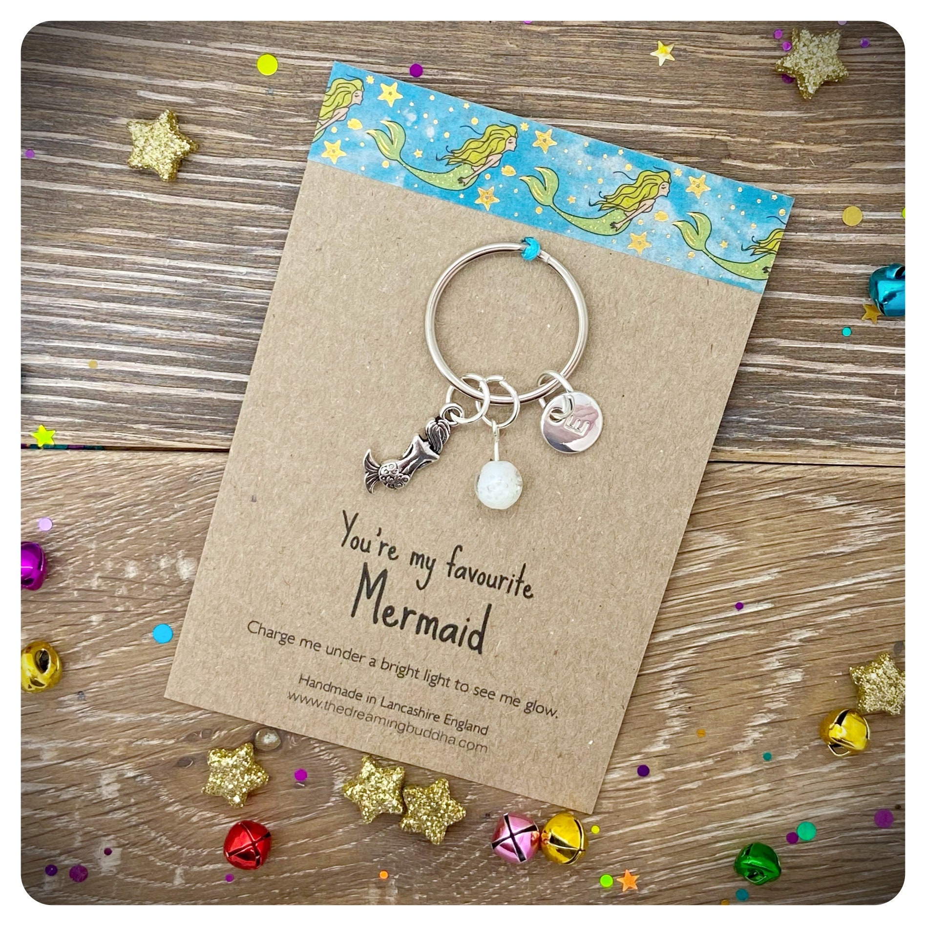 Personalised Mermaid Keychain Mermaid Keyring With Glow in - Etsy