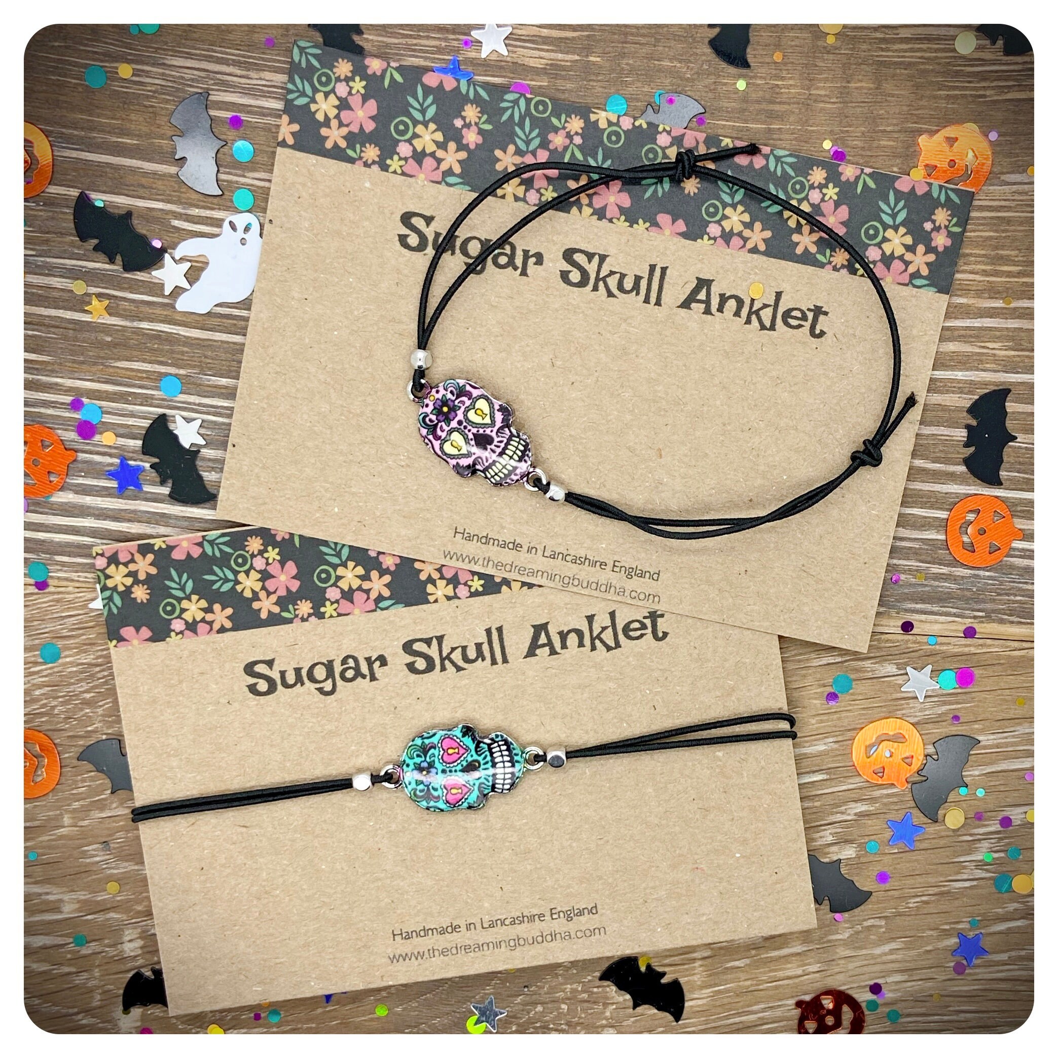Sugar Skull Anklet, Candy Skull Ankle Bracelet, Christmas Goth Gift ...