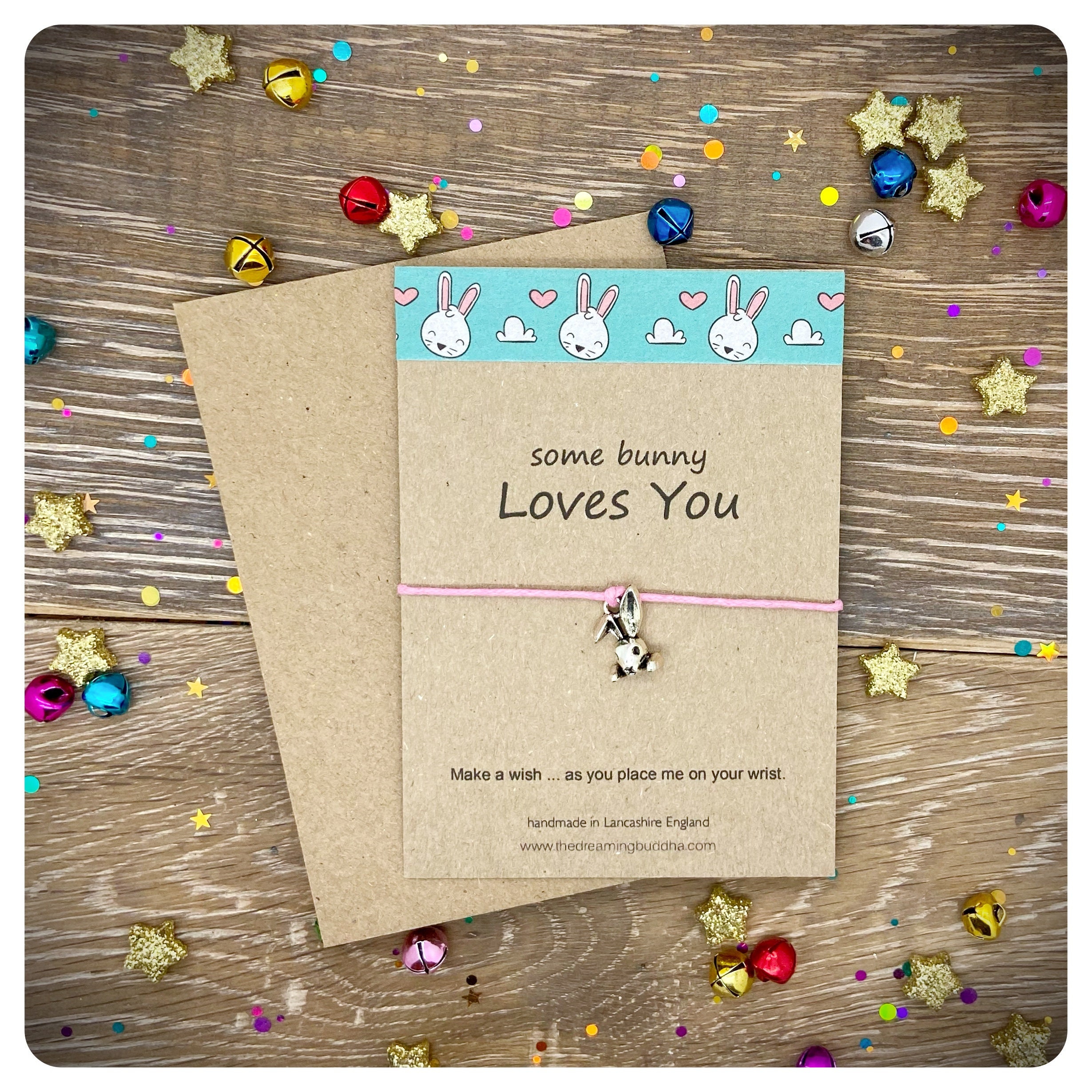 Some Bunny Loves You Pun Card Rabbit Bunny Wish Bracelet - Etsy