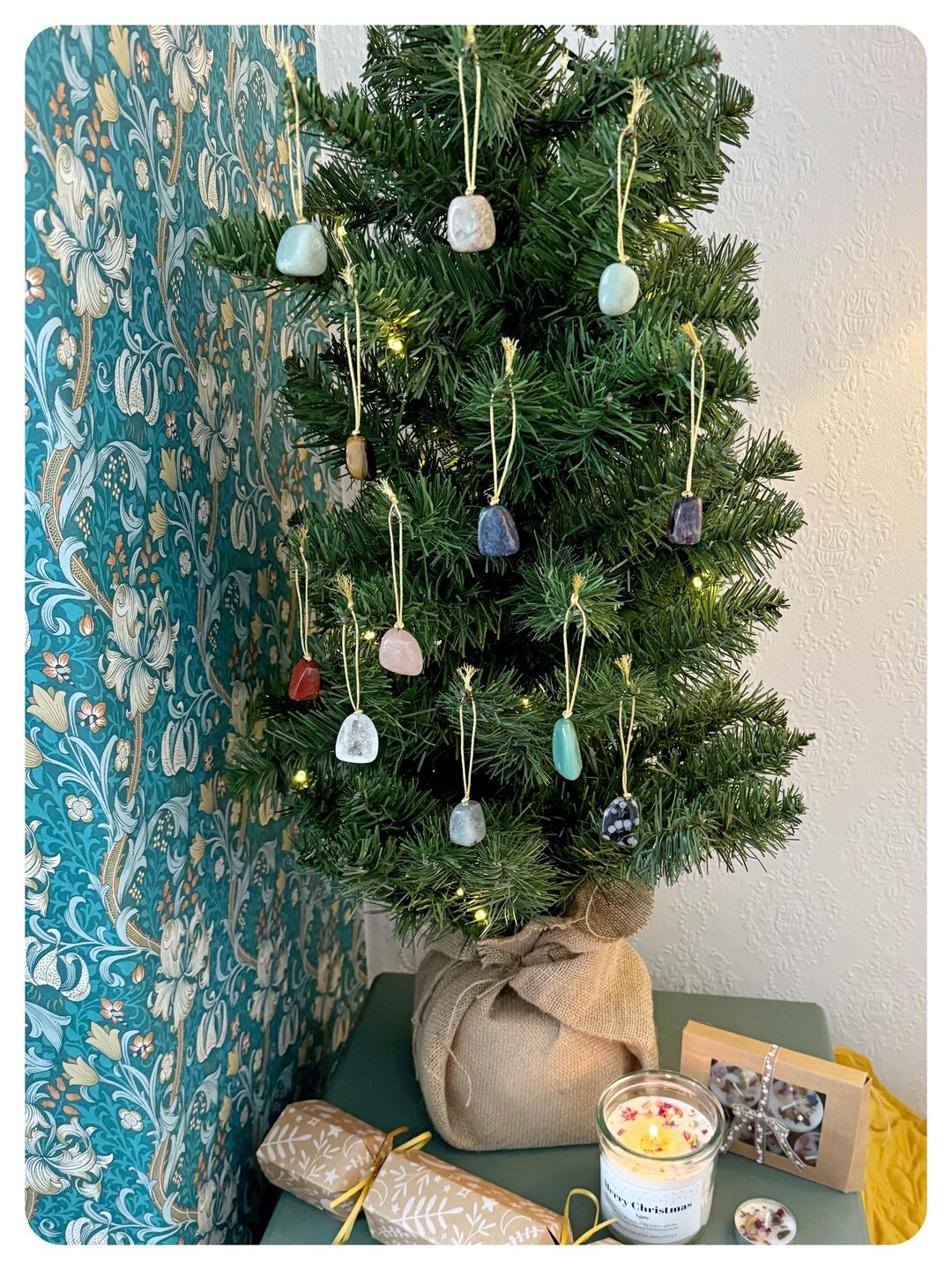 Crystal Christmas Tree Decorations Gemstone Hanging Ornaments Rustic ...