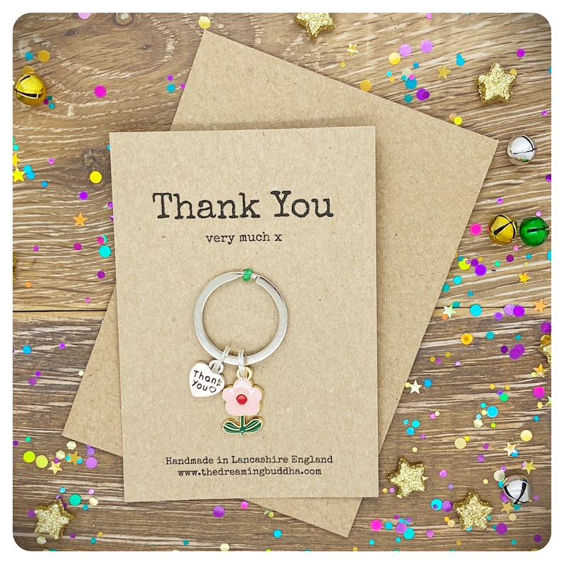 Set of 4 Thank You Keyrings, Pack of Four Appreciation Gifts, Bulk Thank You Presents, School ...