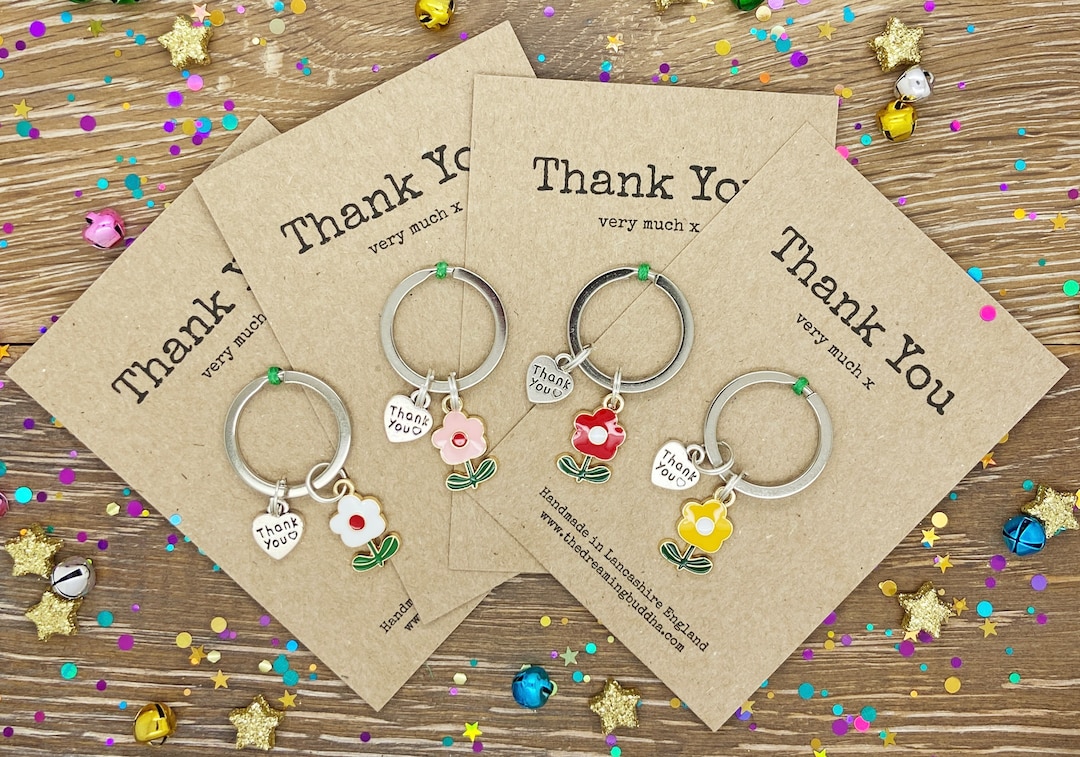 Set of 4 Thank You Keyrings, Pack of Four Appreciation Gifts, Bulk ...