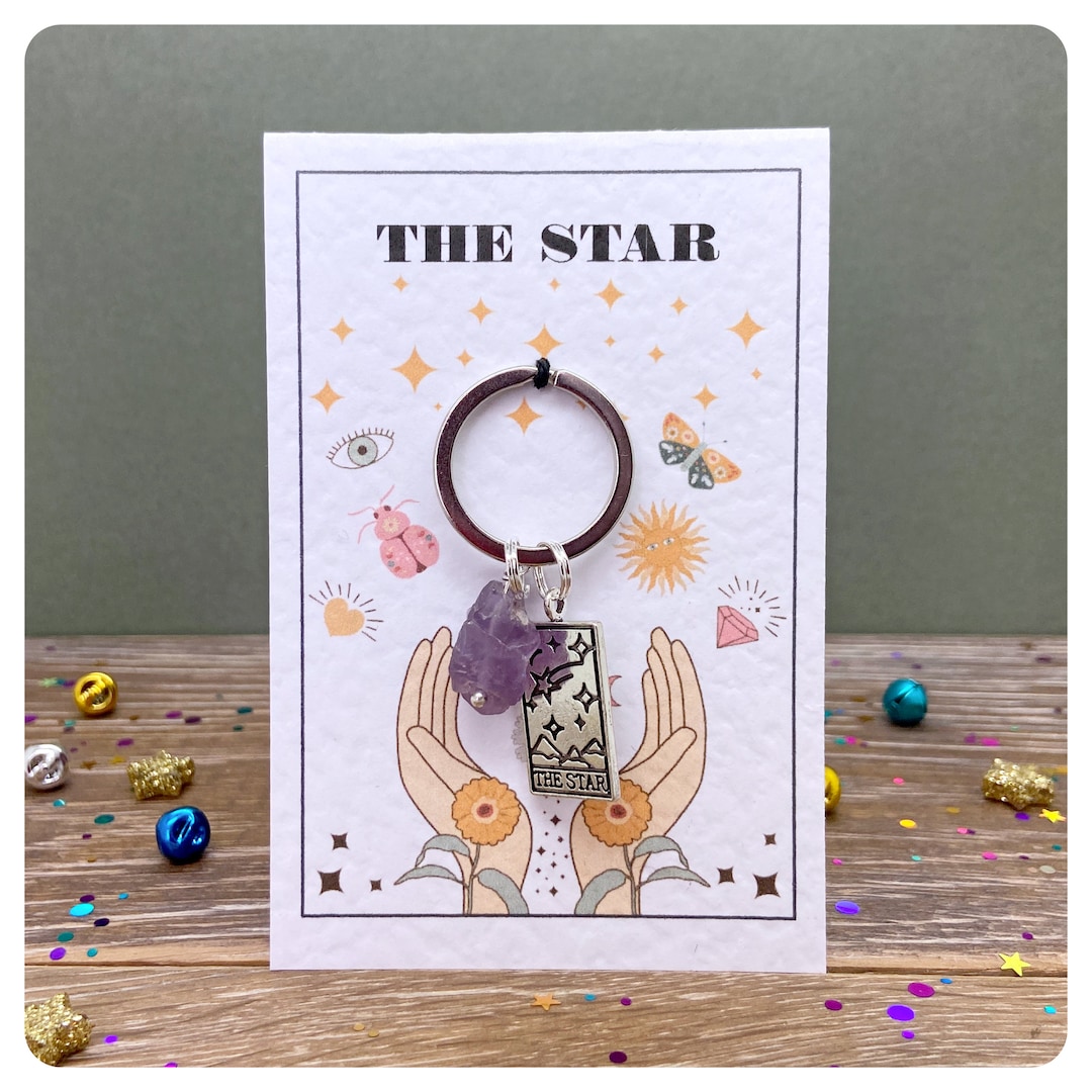 The Star Tarot Keyring for Hope and Healing Crystal Keychain Gift for ...