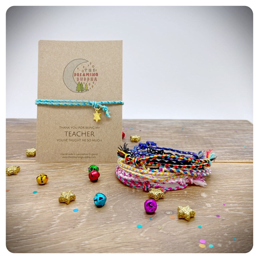 Teacher Appreciation Bracelet, Teacher Thank You Card, End of Year ...