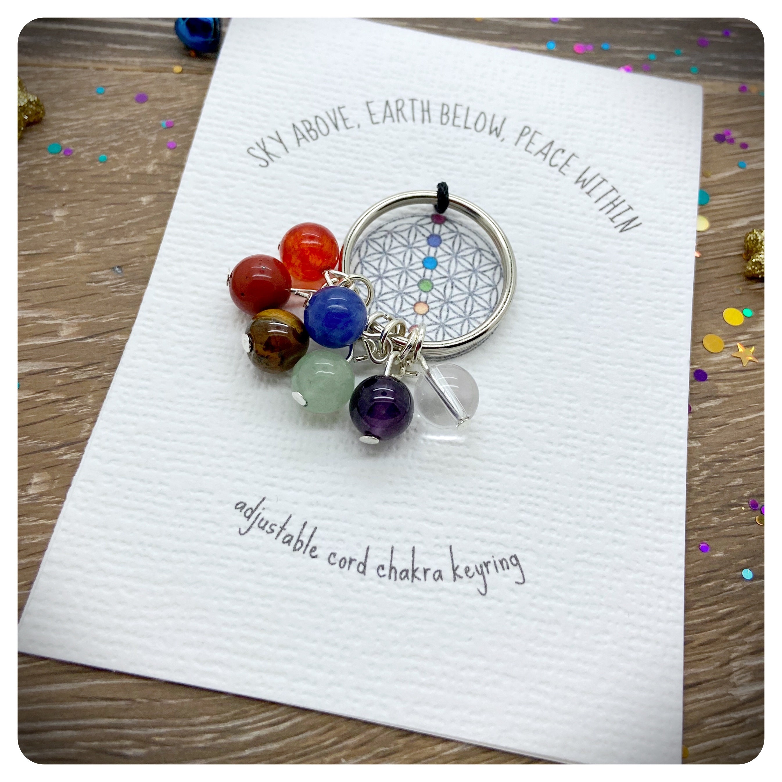 7 Chakra Keyring Beaded Meditation Keychain Yoga Key Ring | Etsy UK