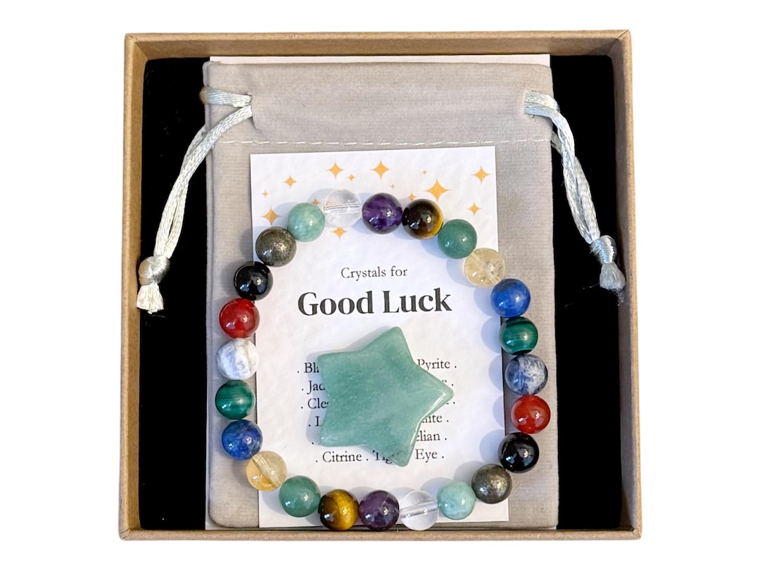 Handmade Crystal Good Luck Beaded Bracelet, Personalised Lucky Gift in ...