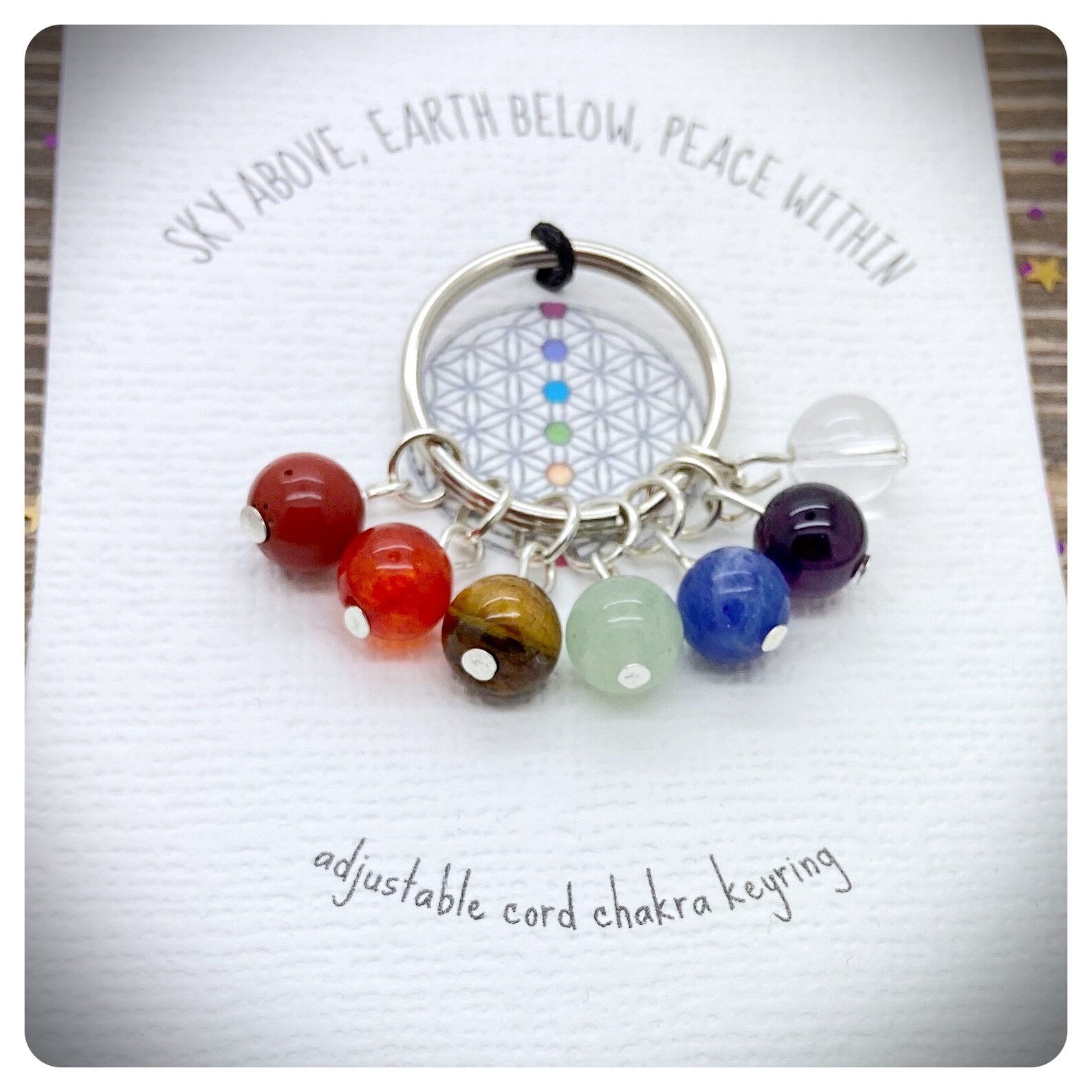 7 Chakra Keyring Beaded Meditation Keychain Yoga Key Ring | Etsy UK