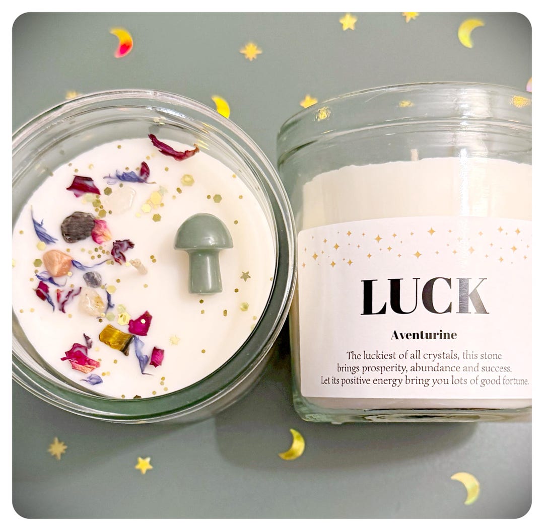 Personalised Good Luck Gift Candle With Lucky Aventurine Crystal for ...