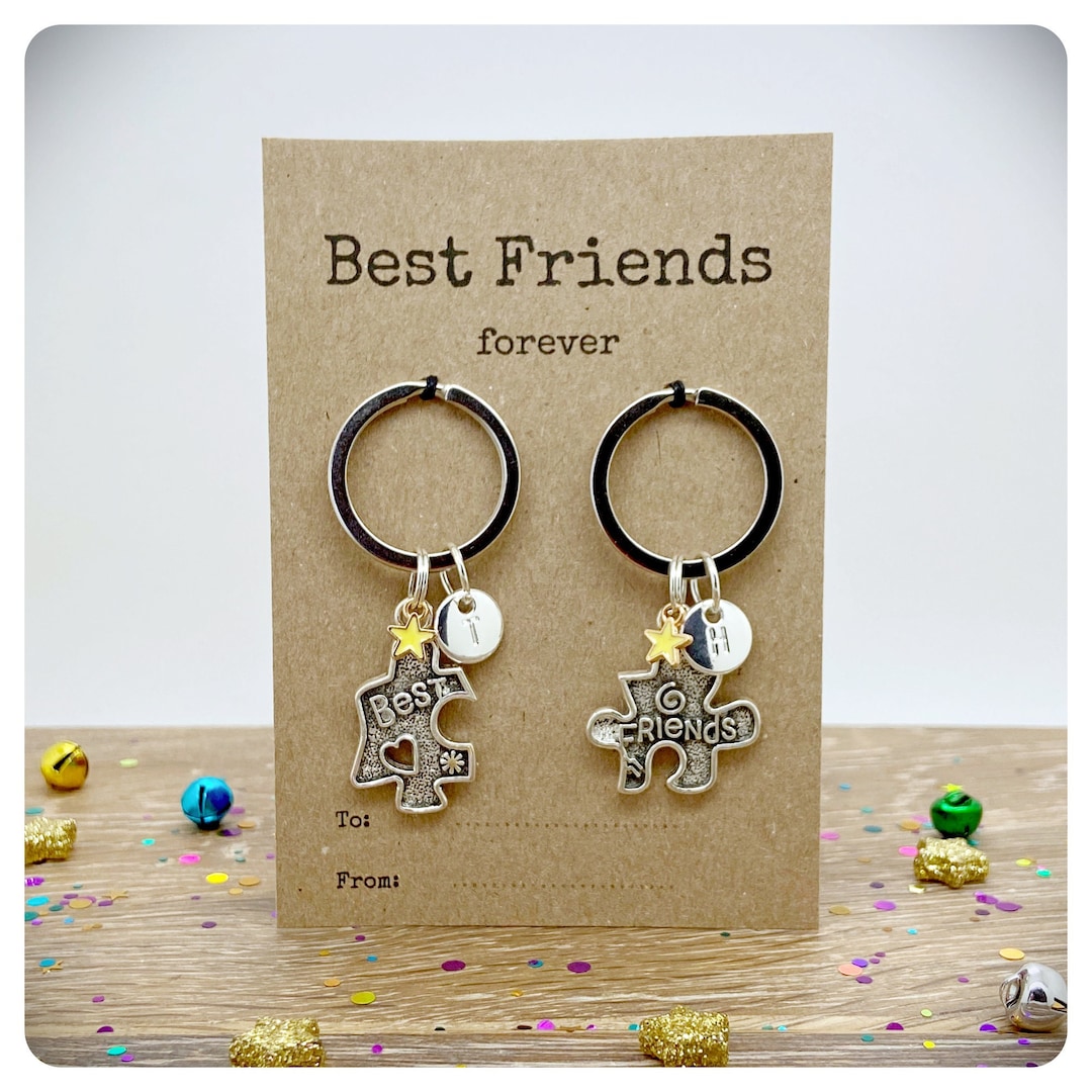 2 Jigsaw Best Friends Keyrings, Best Friends Forever Keychain Set ...