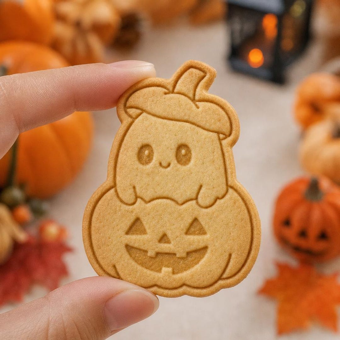Ghost Pumpkin Cookie Cutter and Stamp, Cute Halloween Treats, Kawaii ...