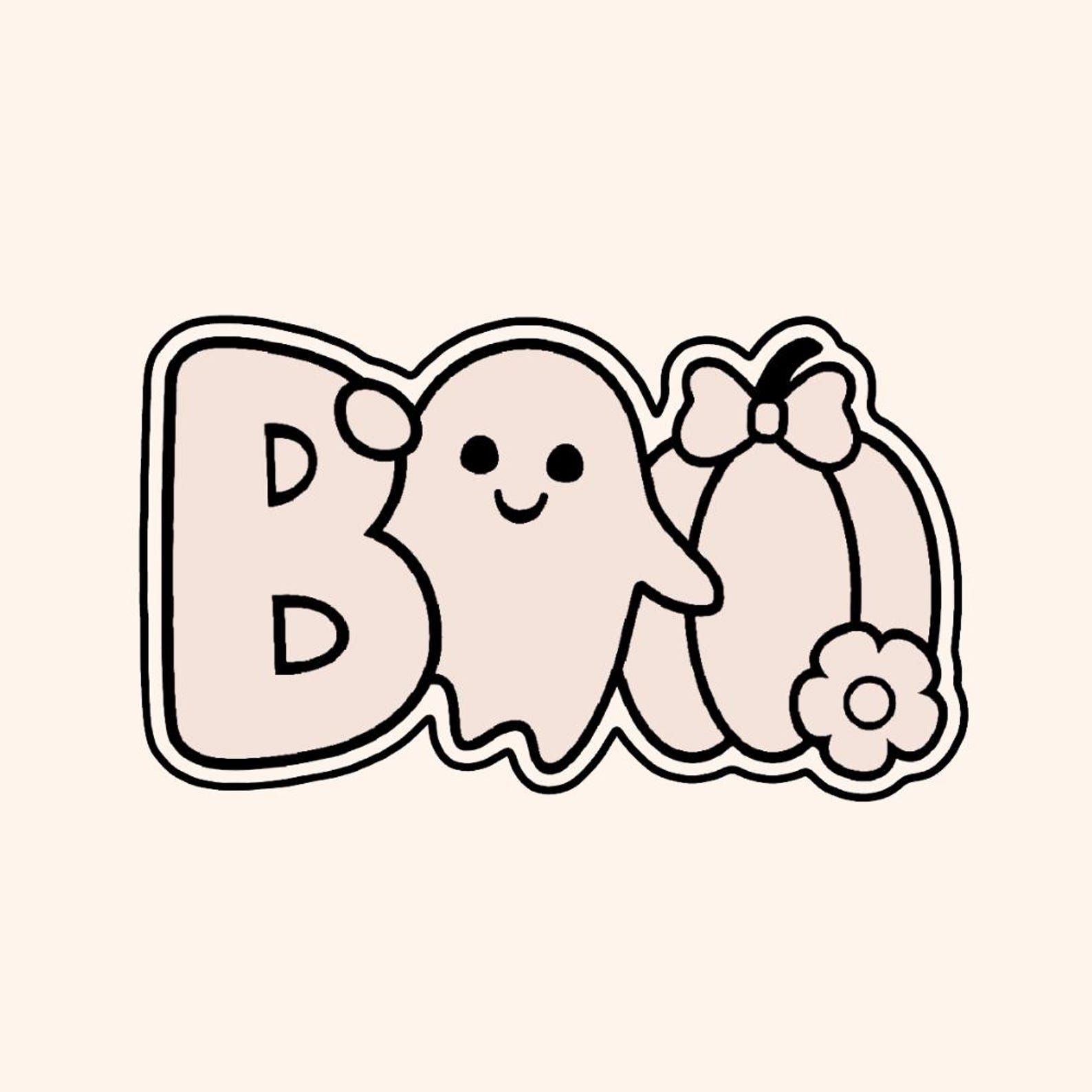 Boo Cookie Cutter With Stamp : With Ghost, Pumpkin, Flower and Bow - Etsy