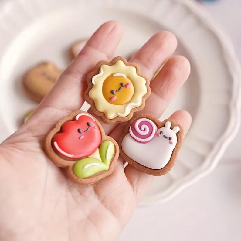 Mini Cute Cookie & Biscuits Stamp Set : Sun, Snail, Flower, Avocado ...