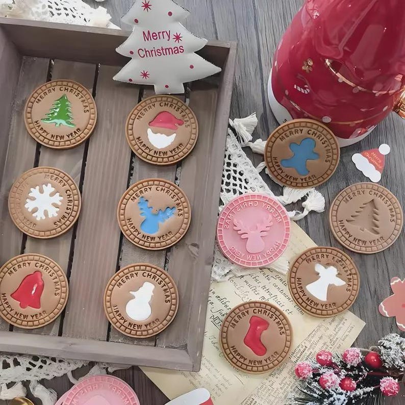 Christmas Cookie Stamp Set (10pcs) | Holiday Baking Tools | Merry ...