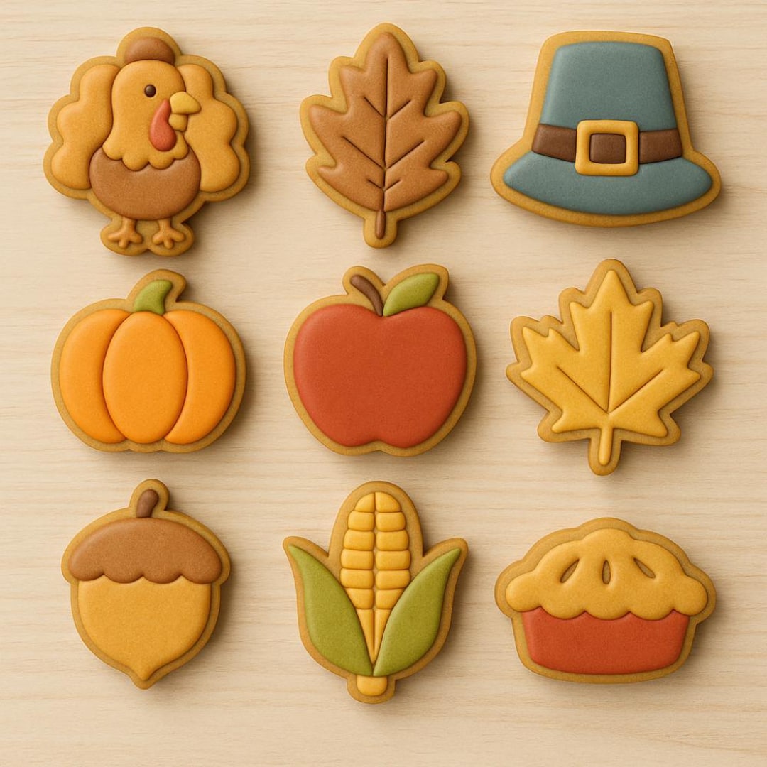 Thanksgiving Cookie Cutter Set – Turkey, Leaf, Pilgrim Hat, Pumpkin ...