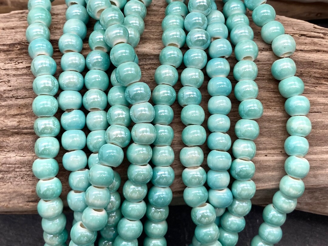 Robins Egg Blue Porcelain Beads, 6mm, Antique Glazed Porcelain ...