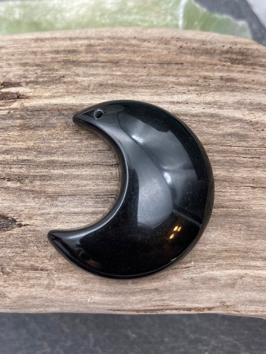 Obsidian Crescent Moon Bead, 35mm - Etsy