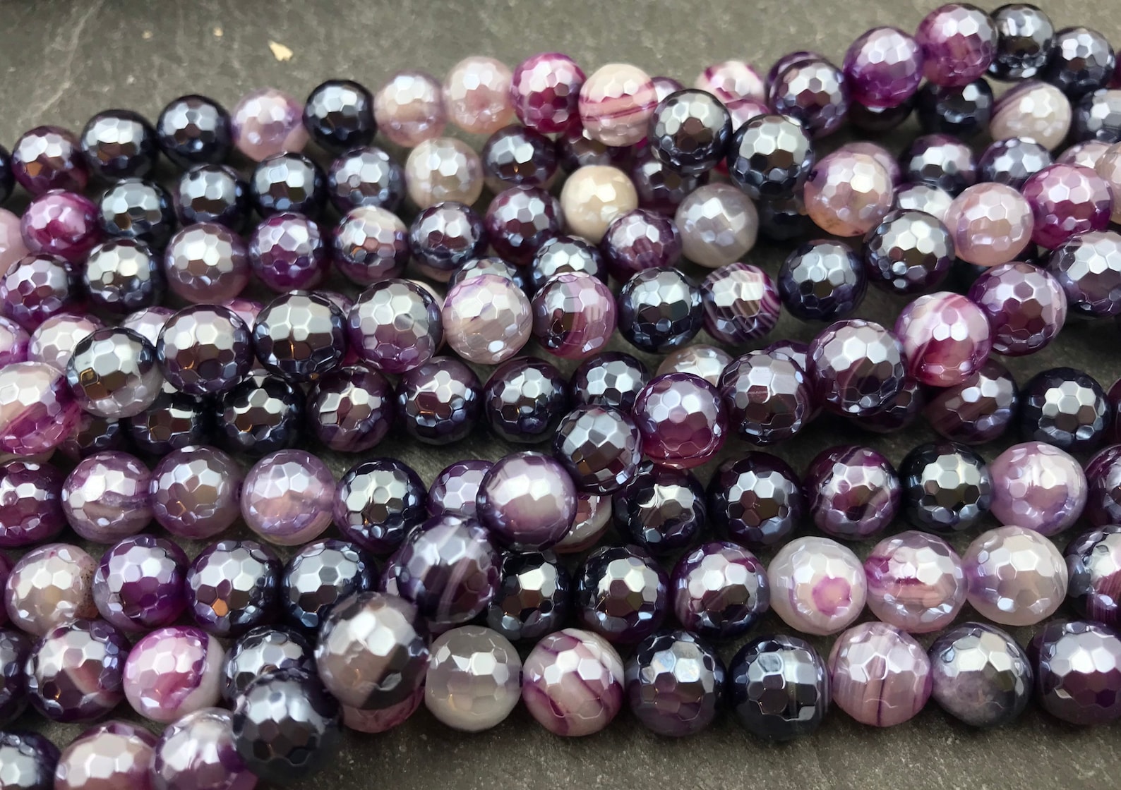 8mm Mystic Purple Agate Faceted Round Aura Agate Purple | Etsy