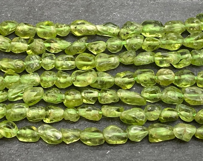 Peridot Pebble Beads, Half or Full Strand, Natural Peridot, Green Stone ...