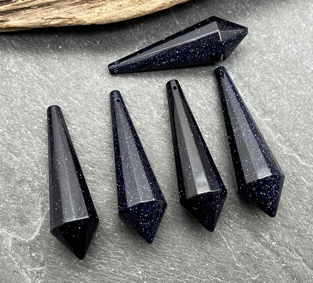 One Blue Goldstone Focal Bead, 50mm, Goldstone Prism Bead, Prism Bead ...