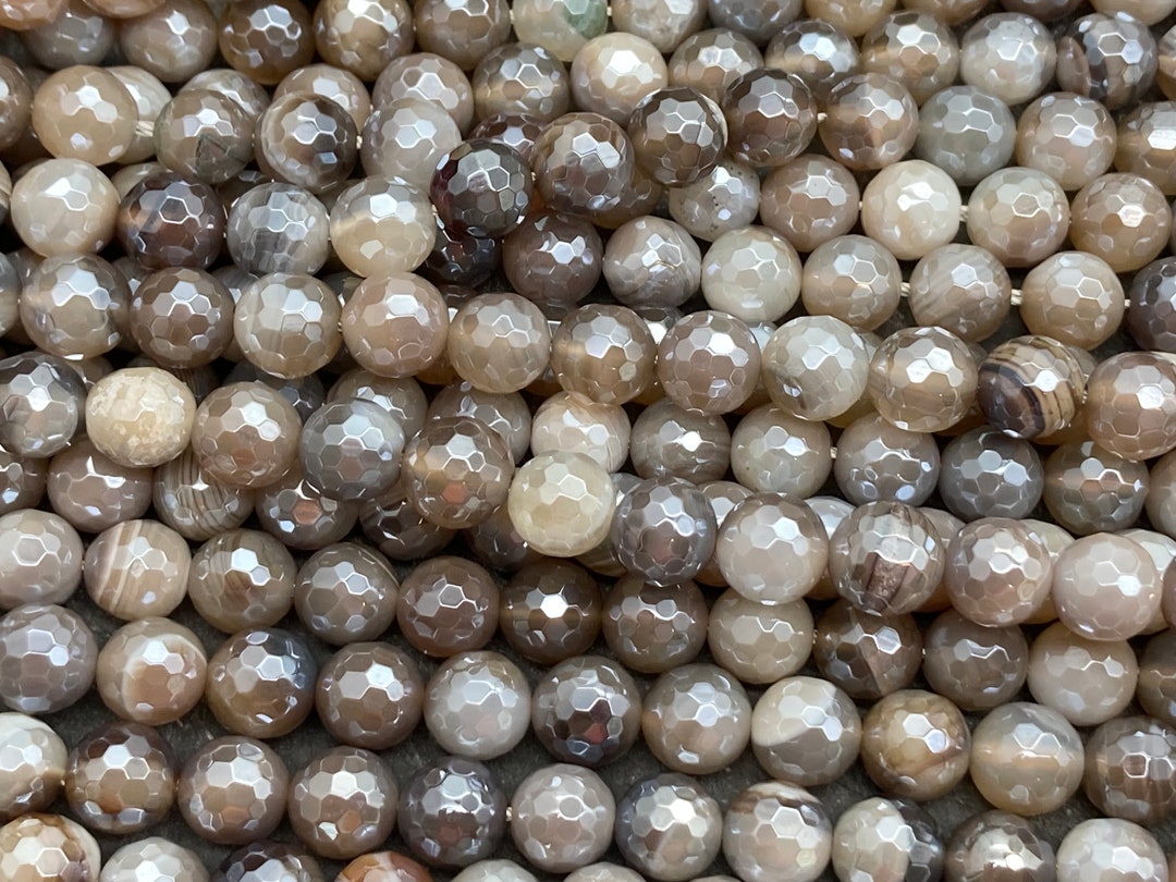 8mm Mystic Coffee Agate Beads, Electroplated Faceted Round - Etsy