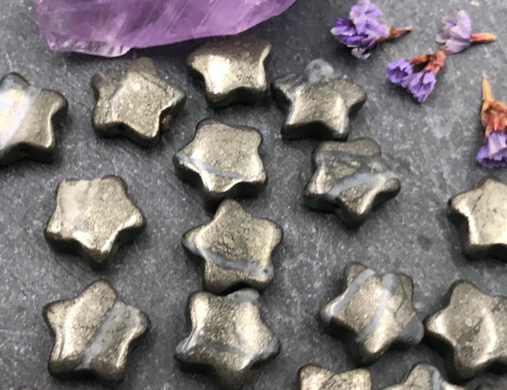 SET OF 5 Iron Pyrite Star Beads 12mm Fools Gold Star Beads | Etsy
