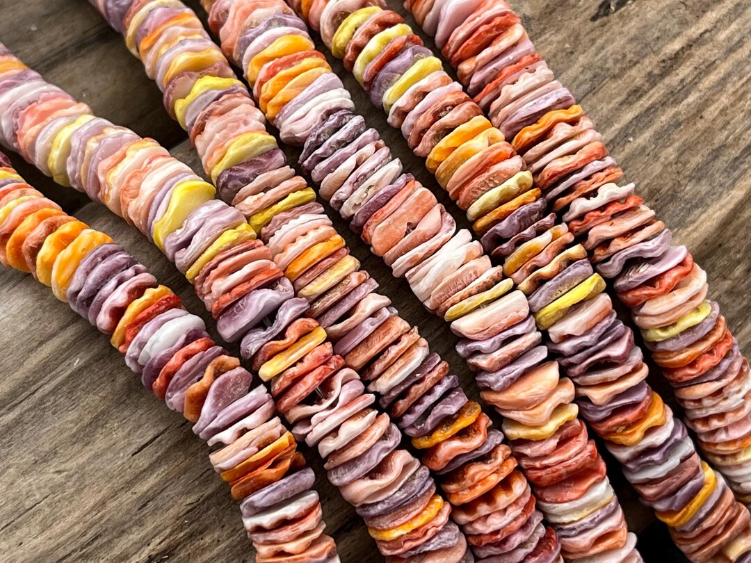 Pectin Shell Heishi Beads, 8mm, 24 Inch Full Strand, Shell, Multicolor ...