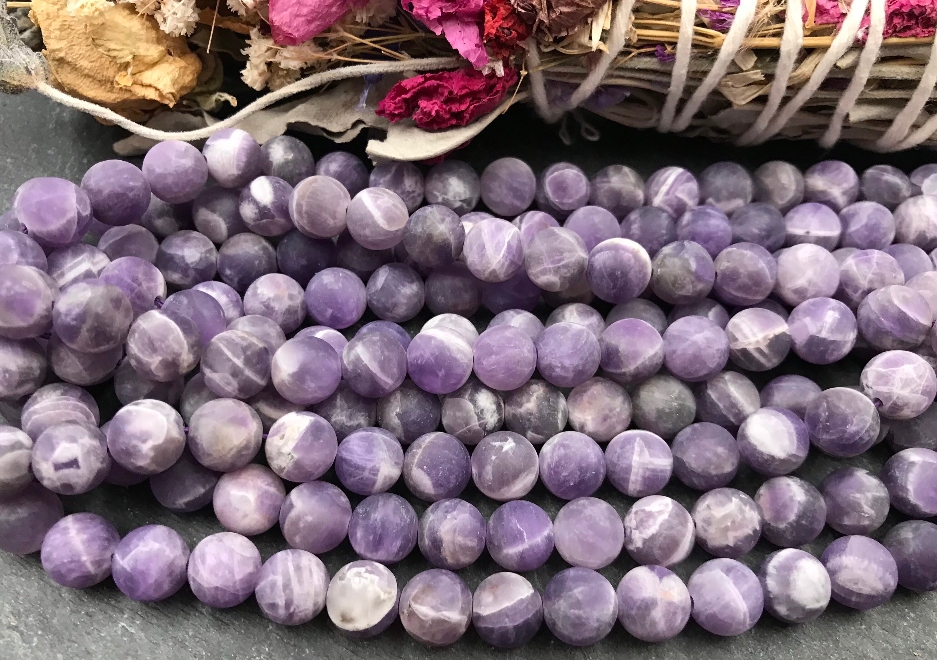 8mm Frosted Amethyst Beads Full Strand or Half Strand | Etsy