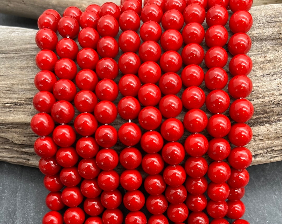 8mm Cherry Red Shell Pearl Beads Strand - Etsy