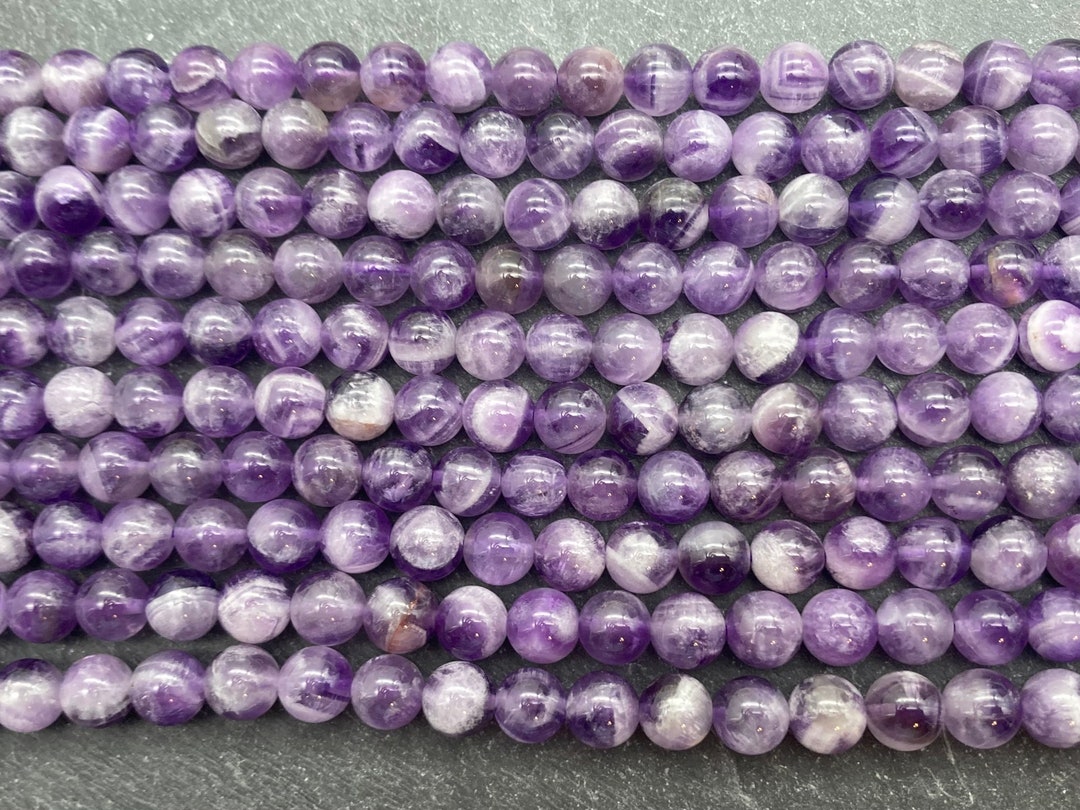 8mm Chevron Amethyst Beads, Full or Half Strand, Dogtooth Amethyst ...